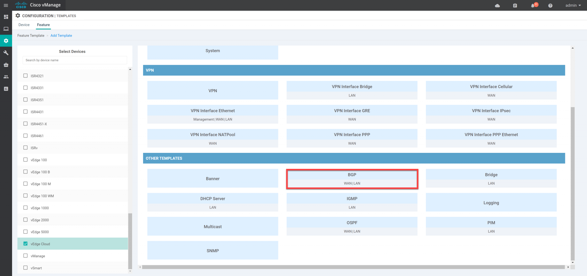 Cisco SD-WAN BGP Configuration