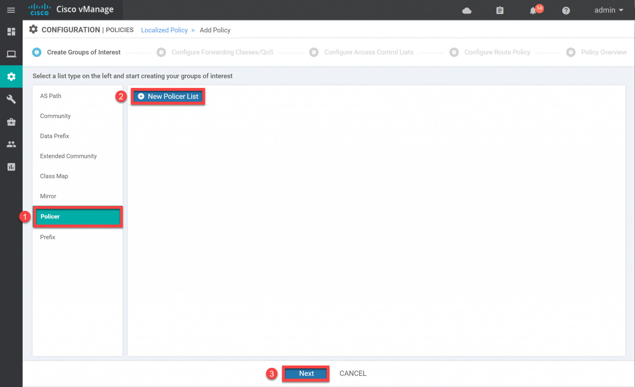 Cisco SD-WAN Localized Data Policy Policer