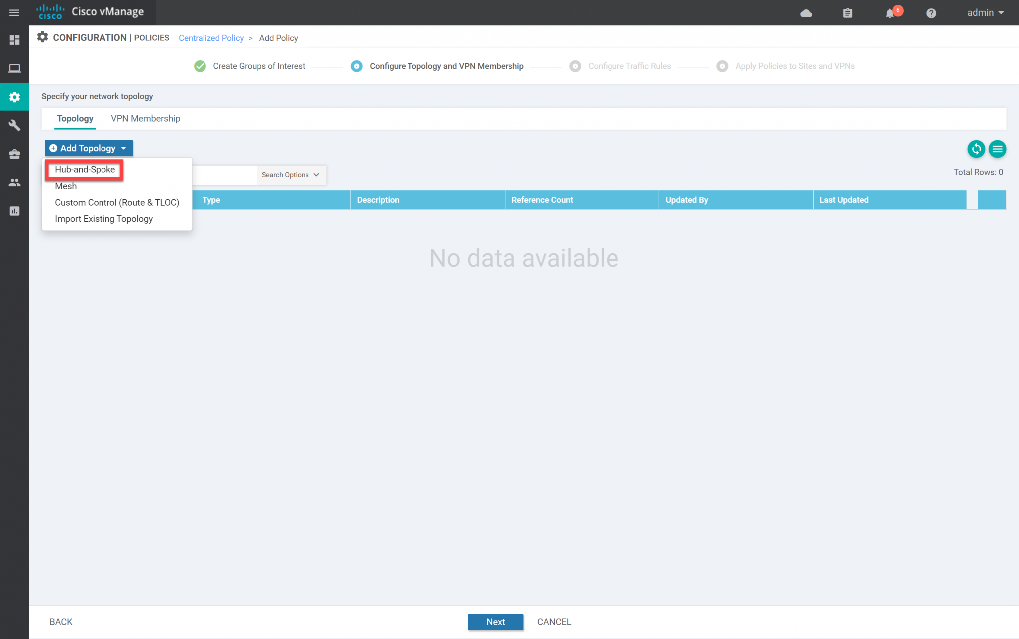 Cisco SD-WAN Hub and Spoke Topology