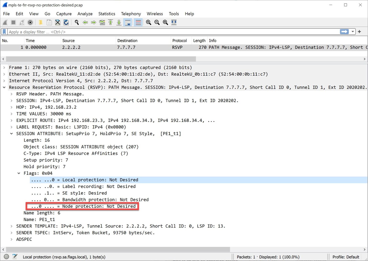 MPLS TE Fast Reroute Path Node Protection