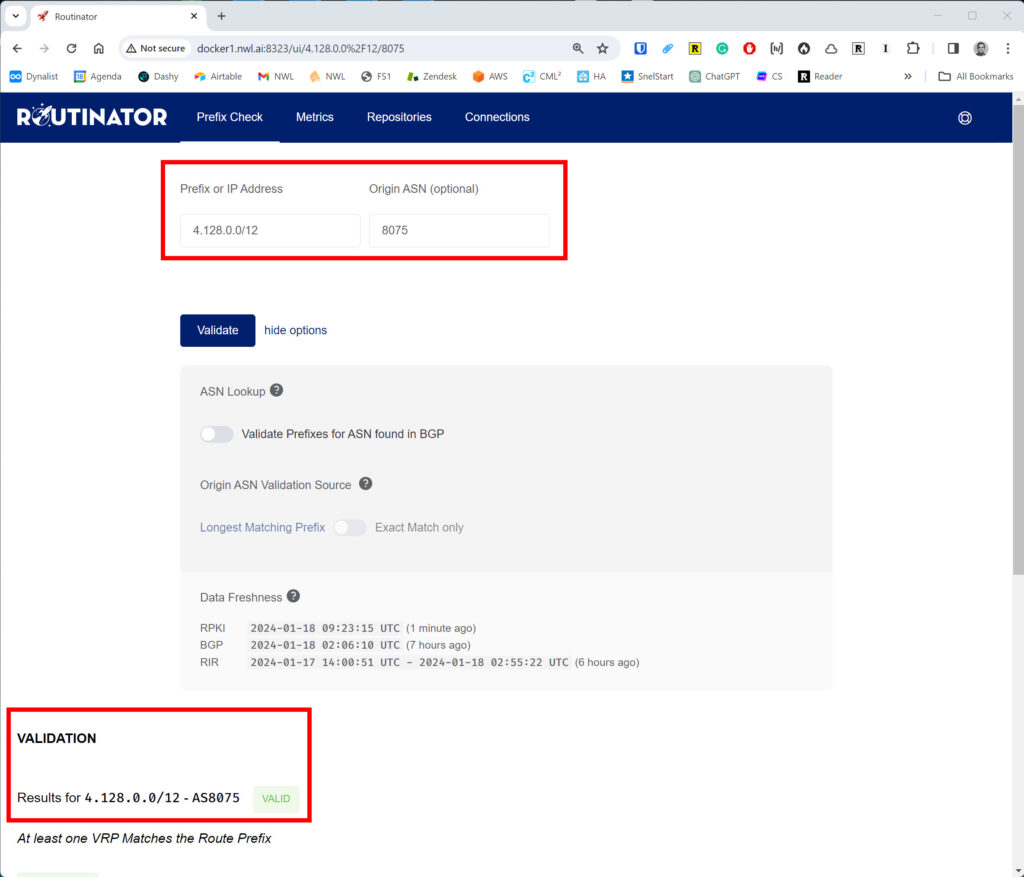 BGP Prefix Origin AS Validation with RPKI